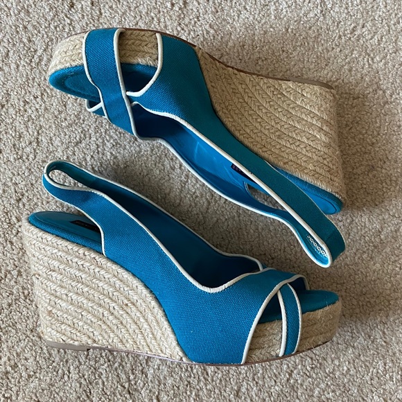 Steven By Steve Madden | Shoes | Teal Steven Platform Wedge Slingbacks ...